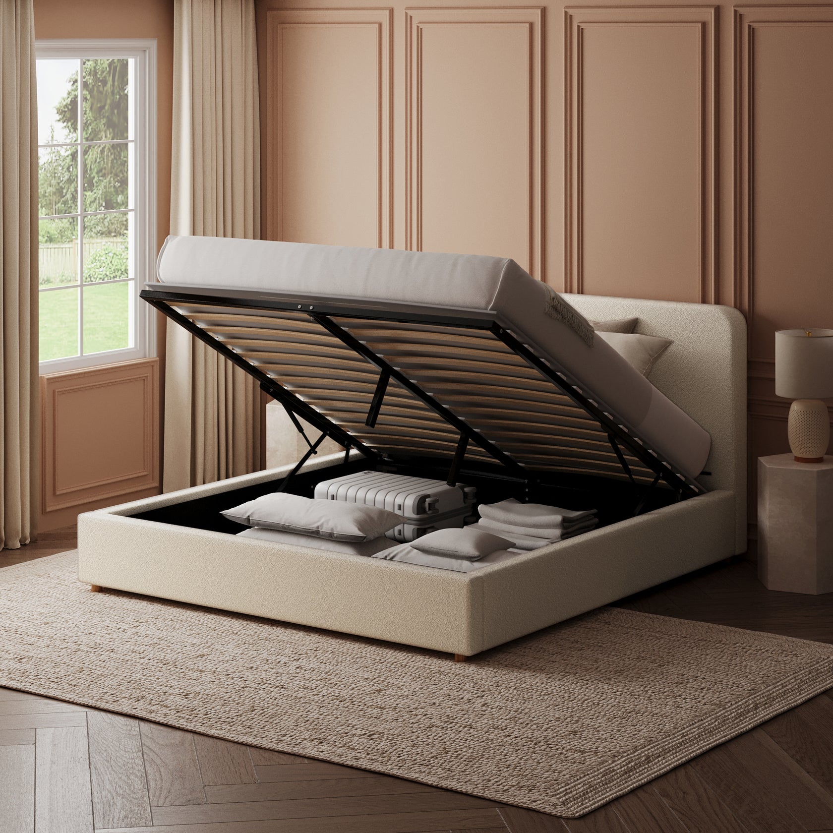 CHORUS Bouclé Bed with Storage – FURNILURE