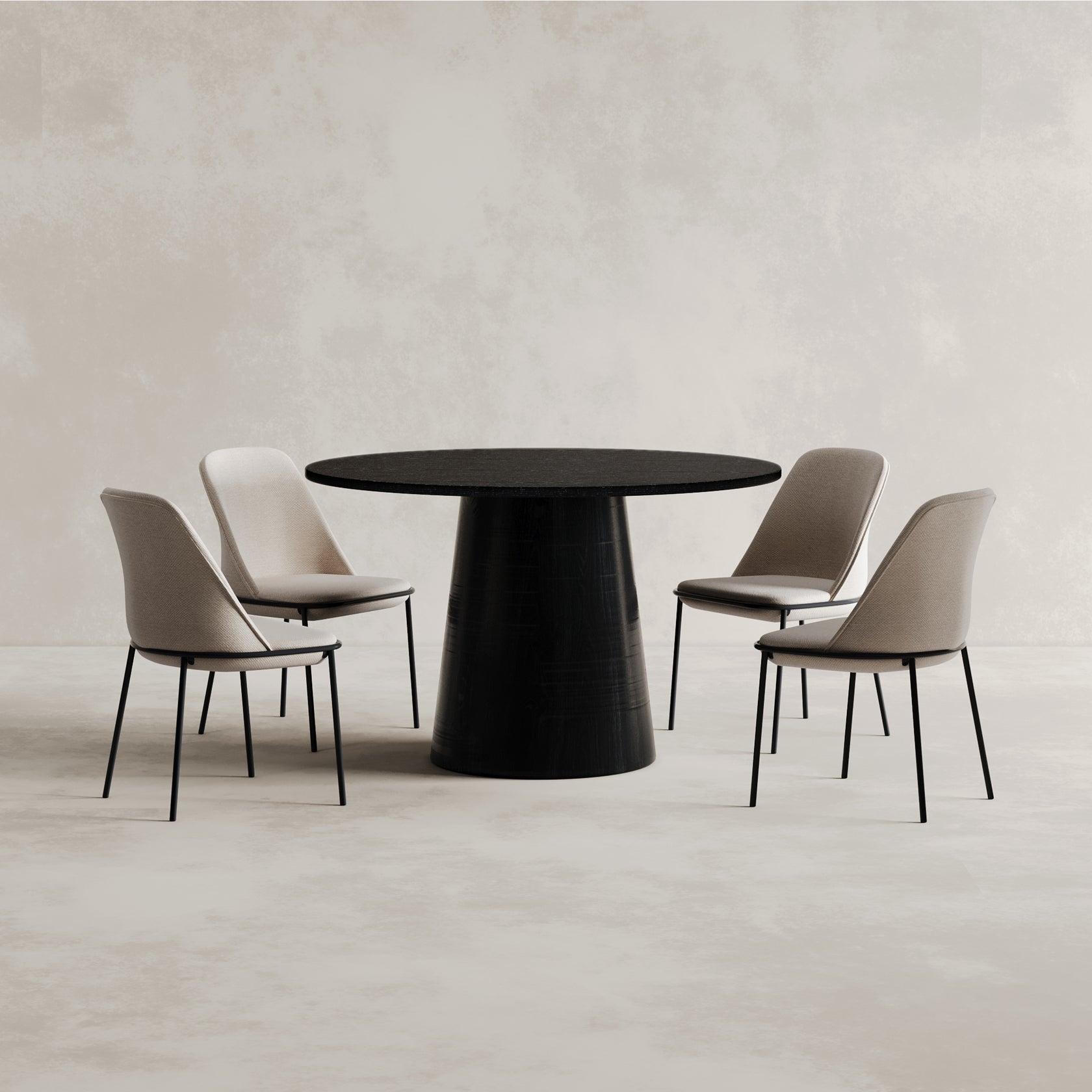 Buy RONDA Black Dining Table | Stylish Dining Table for 4 to 6 Guests